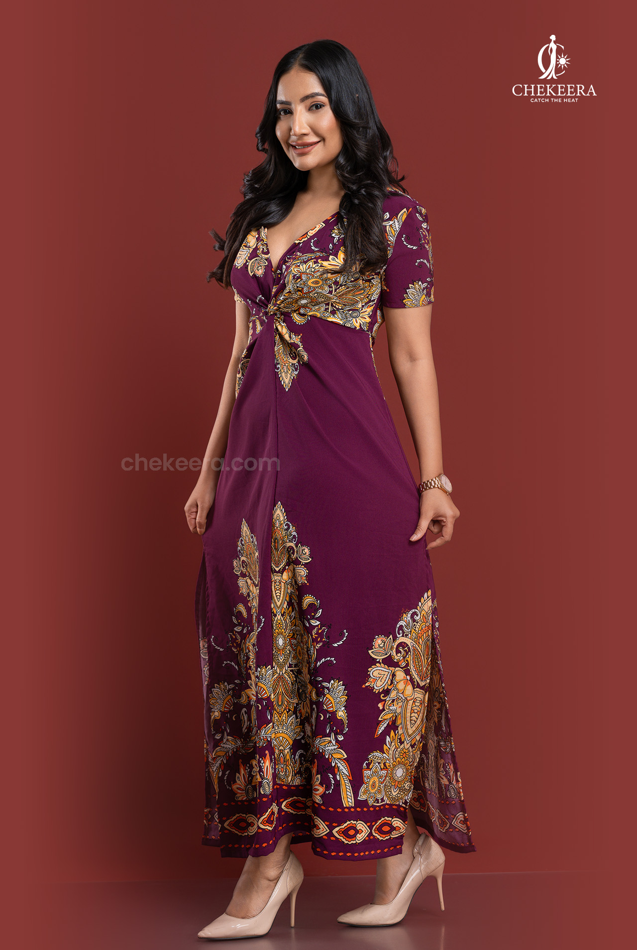 CHEKEERA Imperial Bloom Maxi Both Side Open
